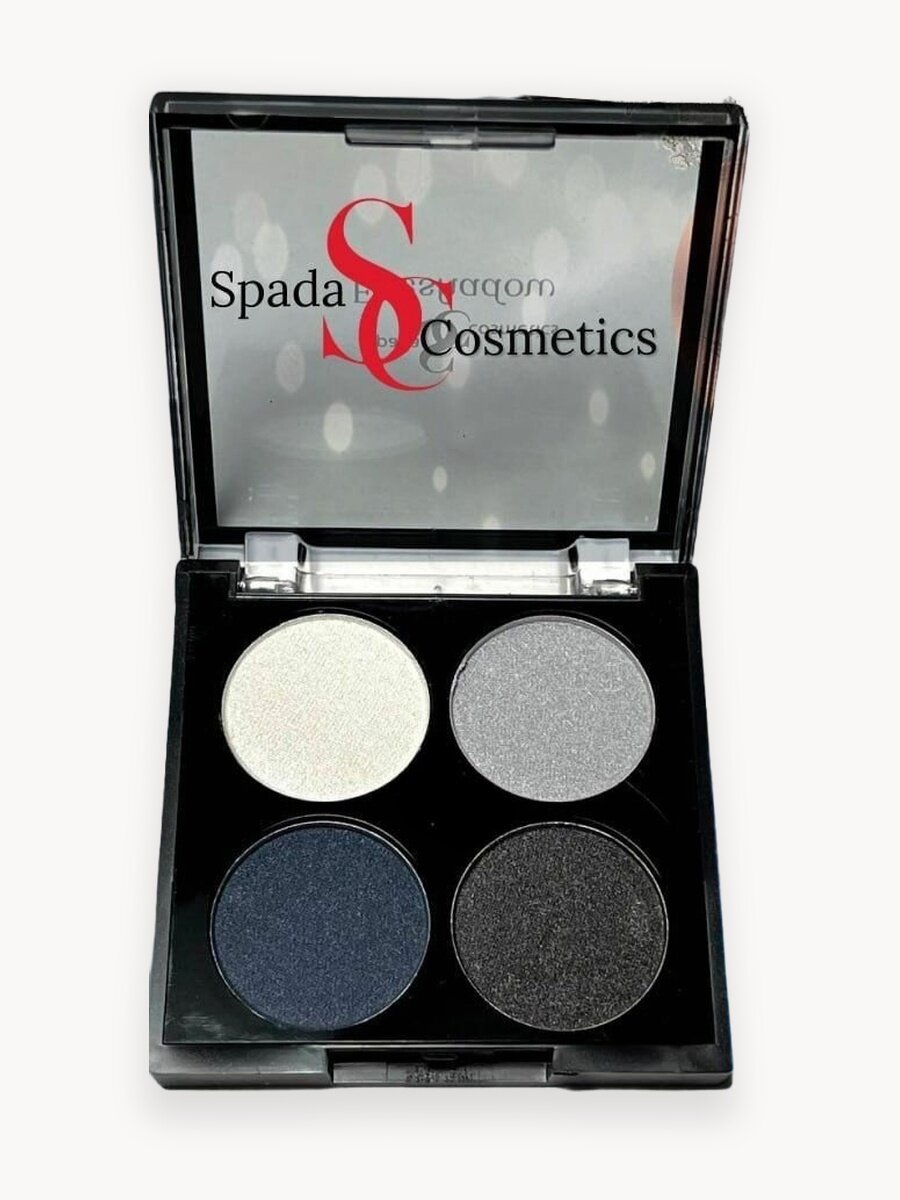 Spada Cosmetics Тени для век синие серые оттенки с шиммером палетка 4 цвета