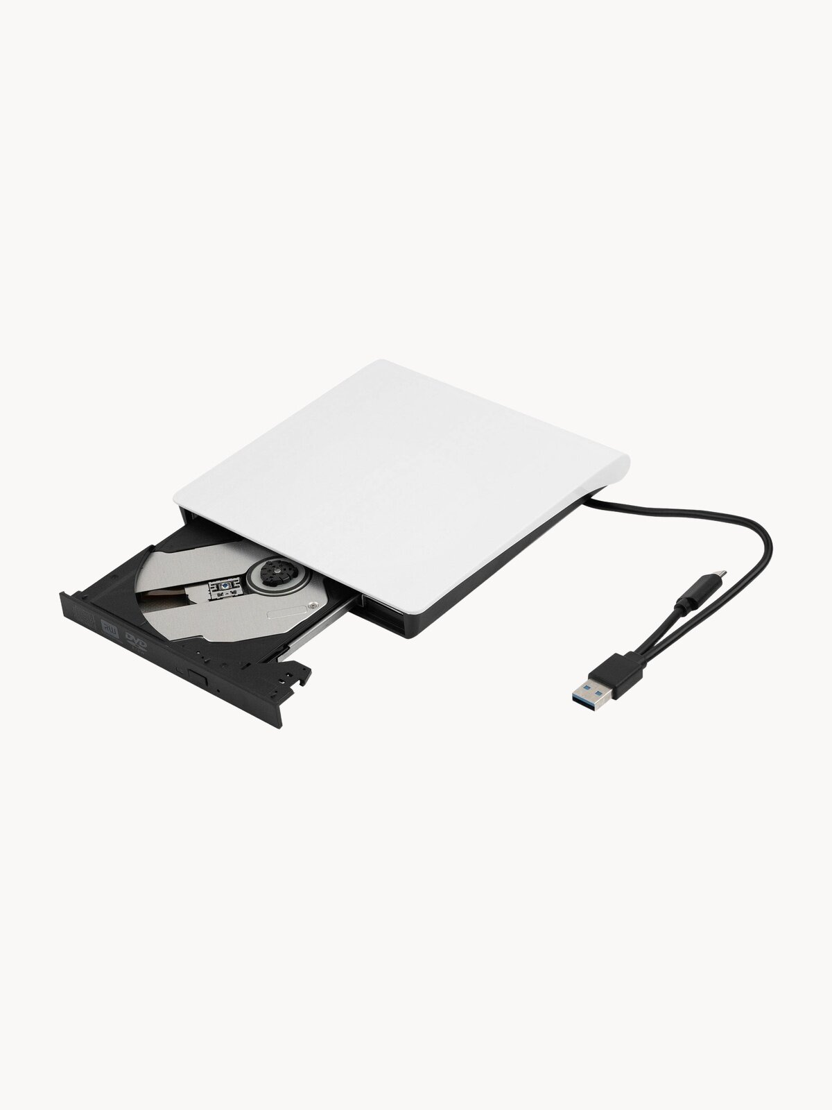 Внешний дисковод DVD/CD с USB 3.0 и Type-C, CD-ROM/RW, DVD-ROM/RW, для ноутбука и ПК, белый