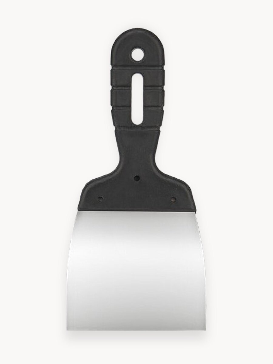 Шпатель 80 мм из нержавеющей стали с удобной пластиковой рукояткой и отверстием для подвеса REXANT