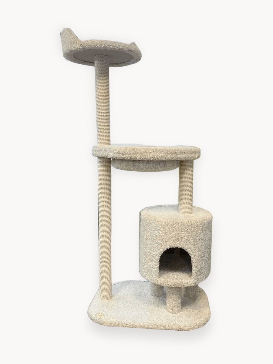 Игровой комплекс для кошек, Моя Котя, для нескольких животных, "Эльдорадо", белый ковролин и хлопковый канат