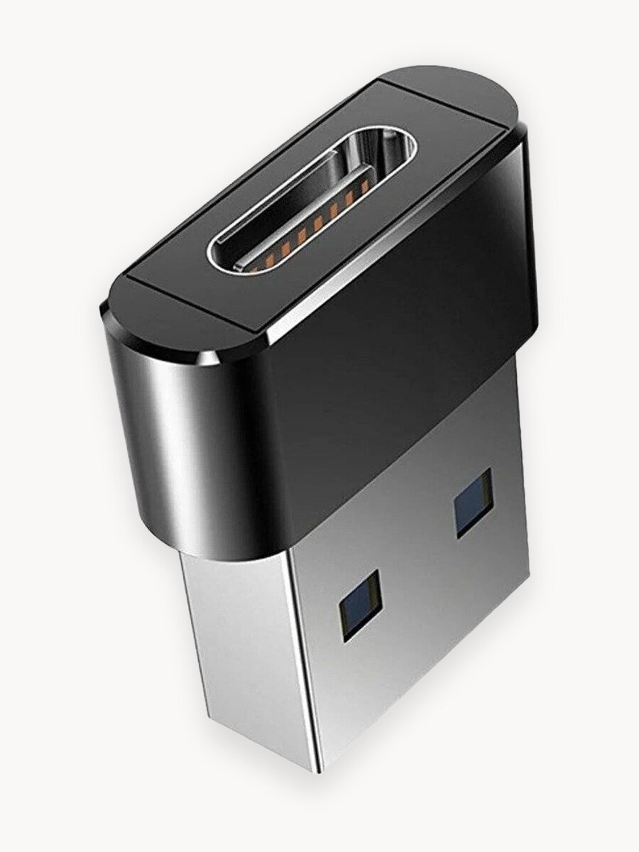 Переходник Type-C, на USB 2.0, OTG, универсальный, цвет черный