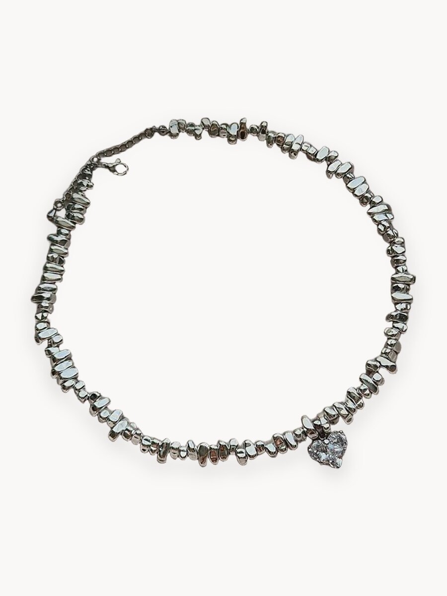 Колье, гематит, фианит