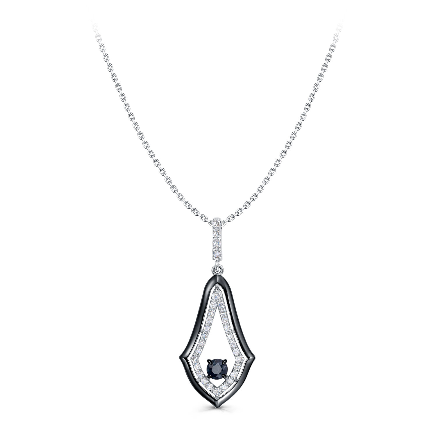 Колье JEWELIN, белое золото, 585 проба, сапфир, бриллиант