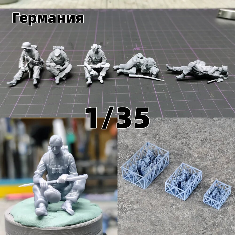 3Dпечать, фигурки солдат из смолы, немецкие модельнаборы, масштаб 1/35, неокрашенные, требуют самостоятельной сборки