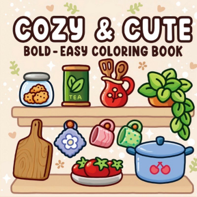 Книга-раскраска для взрослых и подростков Cozy and Cute, Милые животные, Легко рисовать, Рисование и рисование,