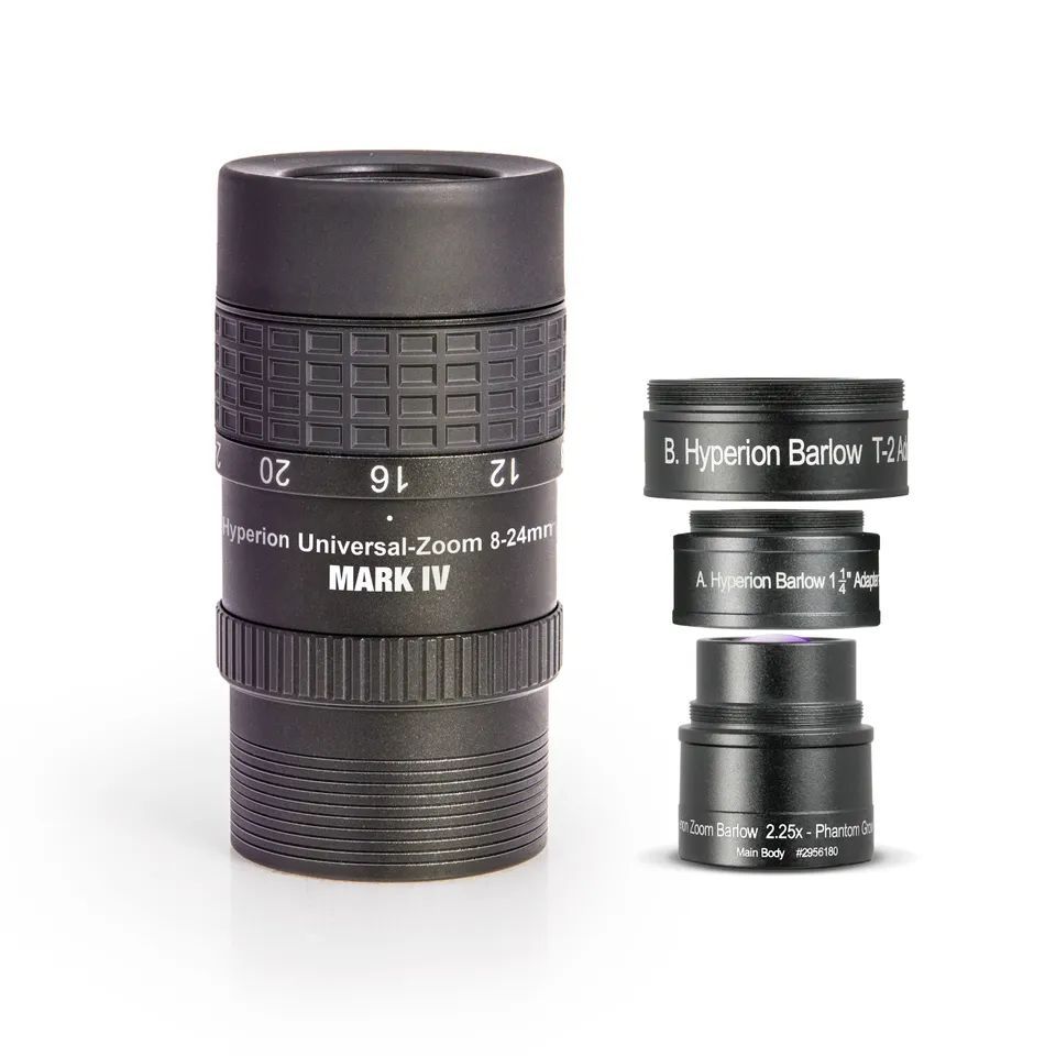 Окуляр Baader Hyperion Mark IV Zoom Eyepiece Deluxe - 3.5-24mm, 1.25" и 2" (комплект с линзой барлоу Hyperion Zoom 2,25x)
