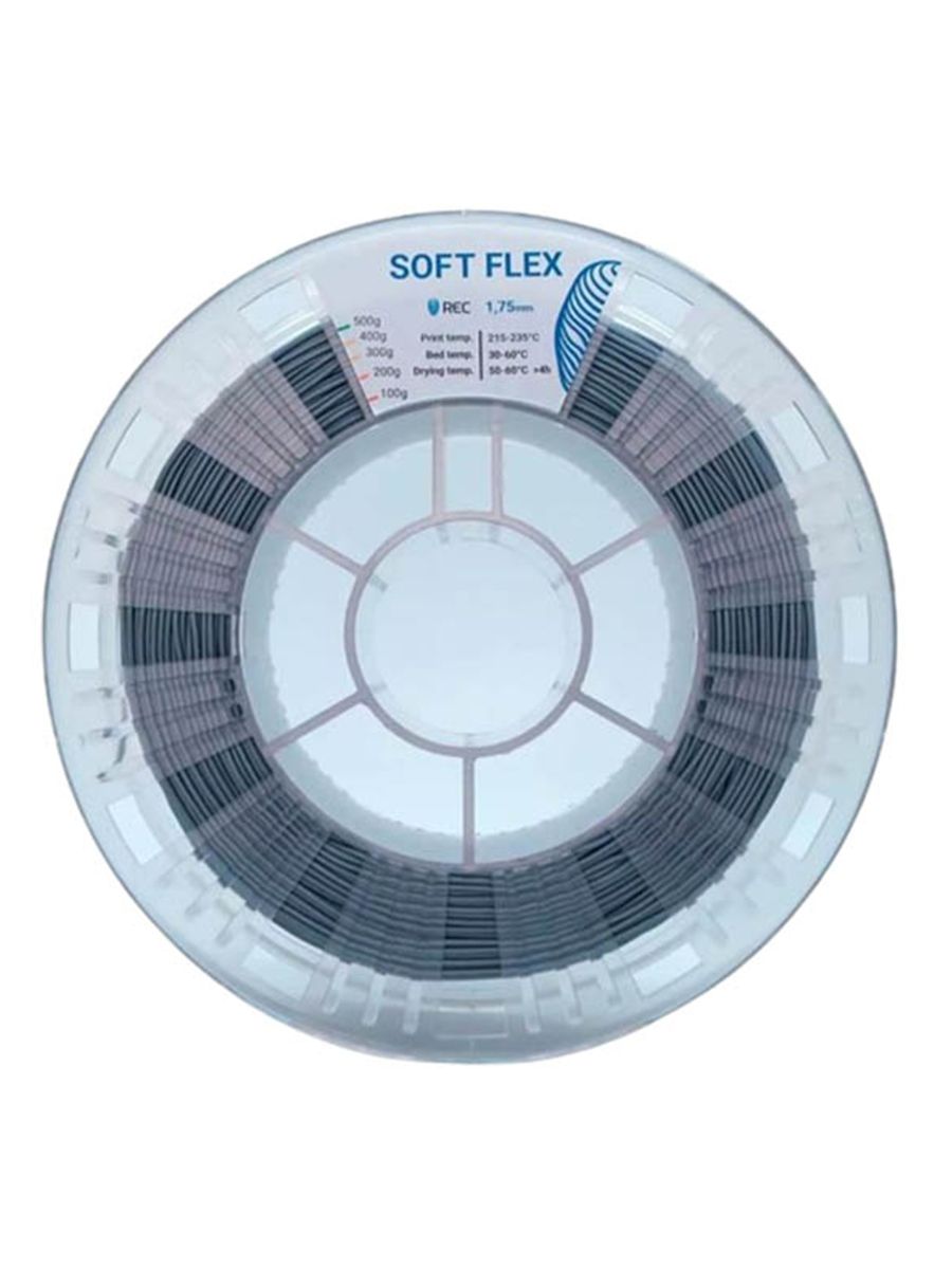 Soft Flex пластик REC для 3D принтера 1.75 мм, Серебряный, 0.5 кг