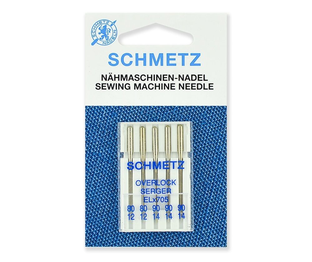 Иглы SCHMETZ для плоскошовных машин, хромированные ELx705 CF № 80(2),90(3), 5 шт.