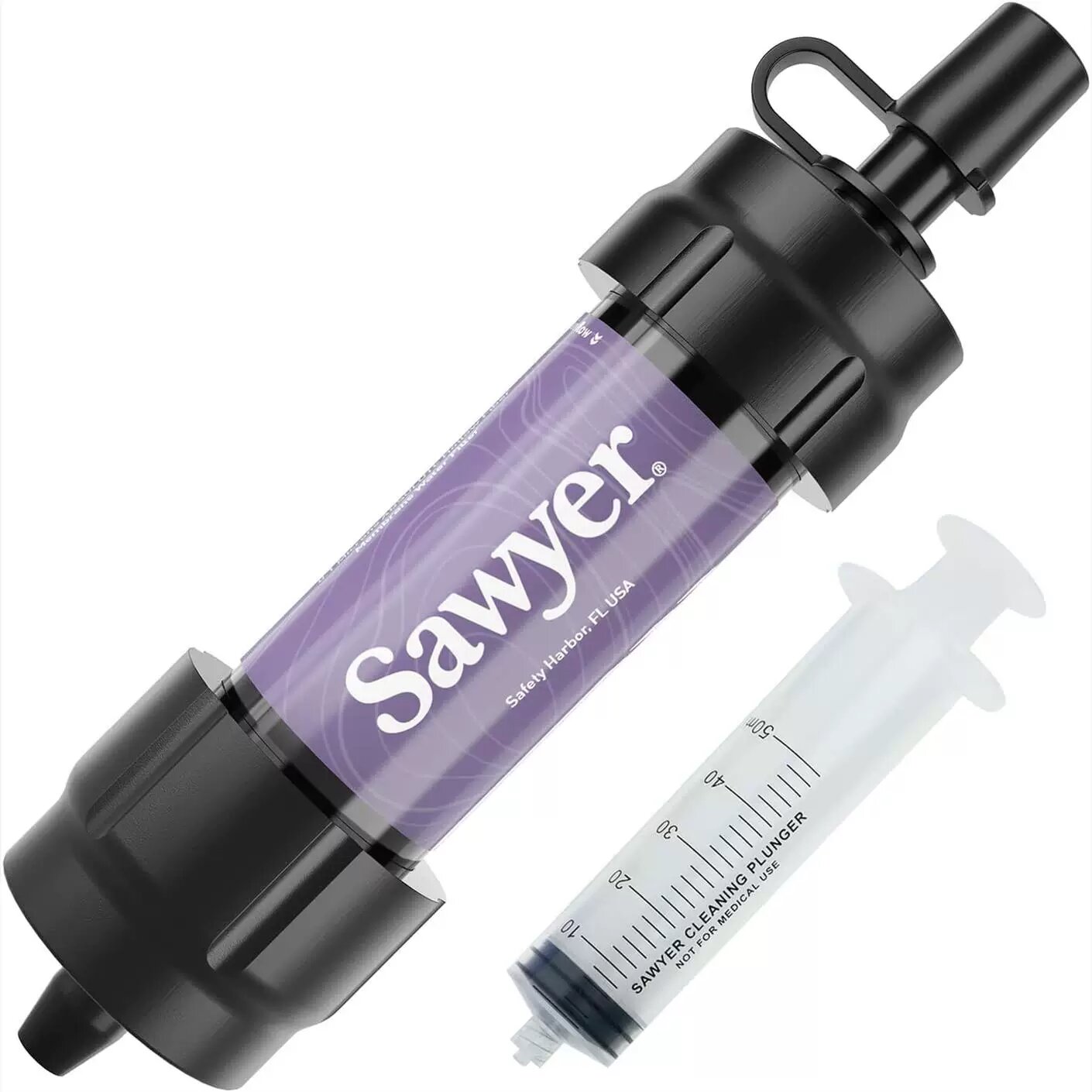 Sawyer Single MINI портативный водяной фильтр для кемпинга, походов и походов - фиолетовый цвет