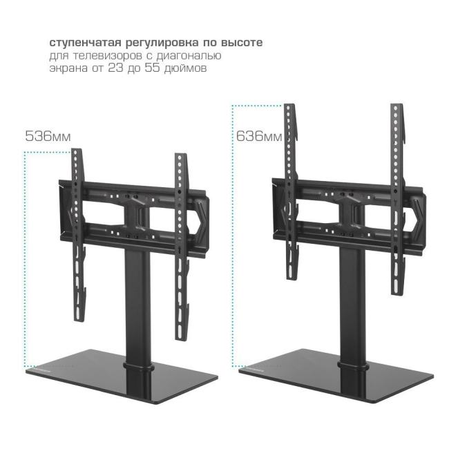 90221 Стойка для телевизора Kromax X-STAND-2 черный 23"-55" макс.30кг крепление к столешнице — фото 1
