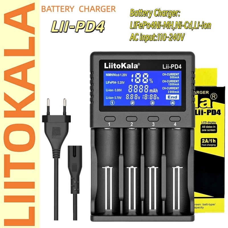 LiitoKala Lii-PD4 умное зарядное устройство для аккумуляторов