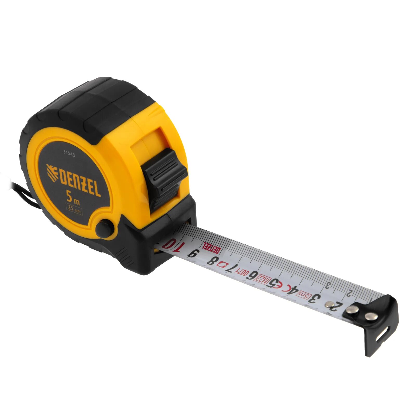 Рулетка 5м х 25мм, двухкомп. корпус, кнопка-пауза Denzel (31543)