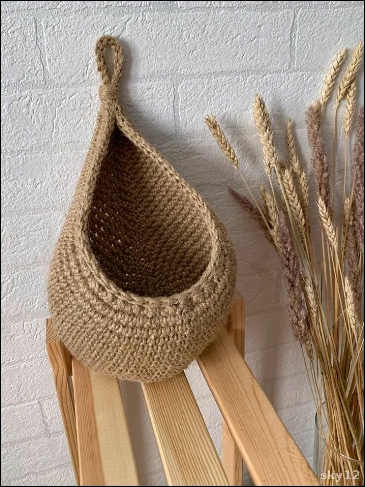 Эксклюзивная джутовая корзина подвесная