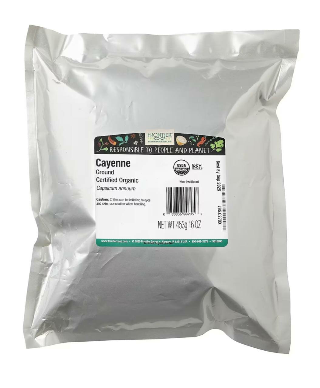 Кайенский перец натуральный, молотый, Cayenne Frontier Co-op, 453 г