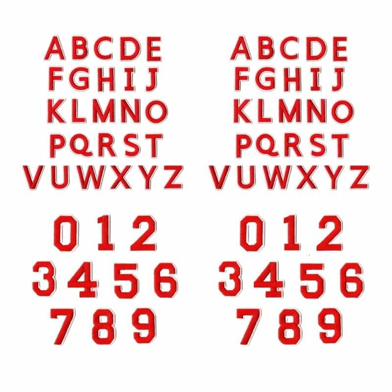 Вышивка буквы цифры для детской одежды, красный