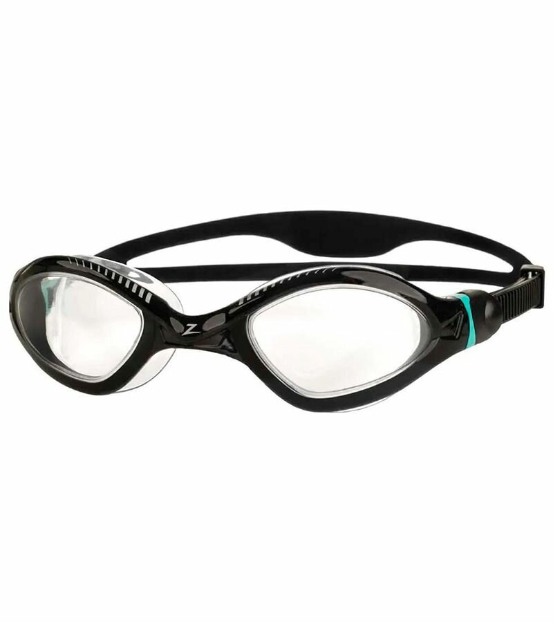 Очки для плавания Zoggs Tiger LSR Plus Regular Fit, прозрачные линзы, черный