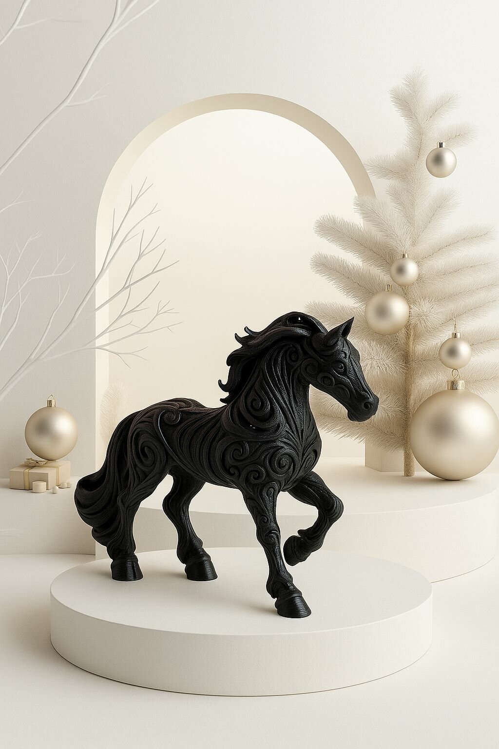 Статуэтка "Лошадь", дизайнерская, 3D, символ года, элегантная