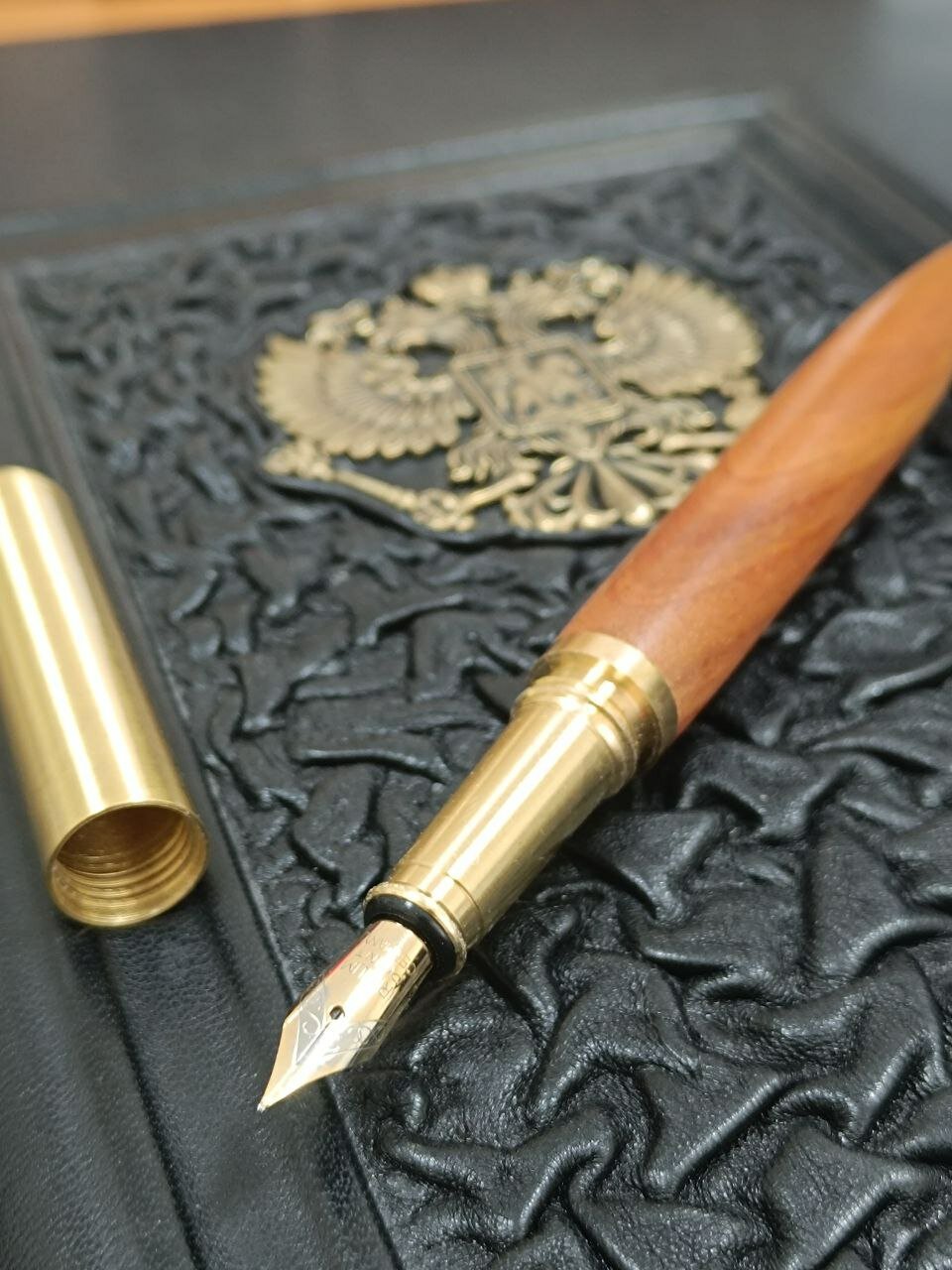 Перьевая ручка Сандал + Латунь деревянная с чернилами для каллиграфии