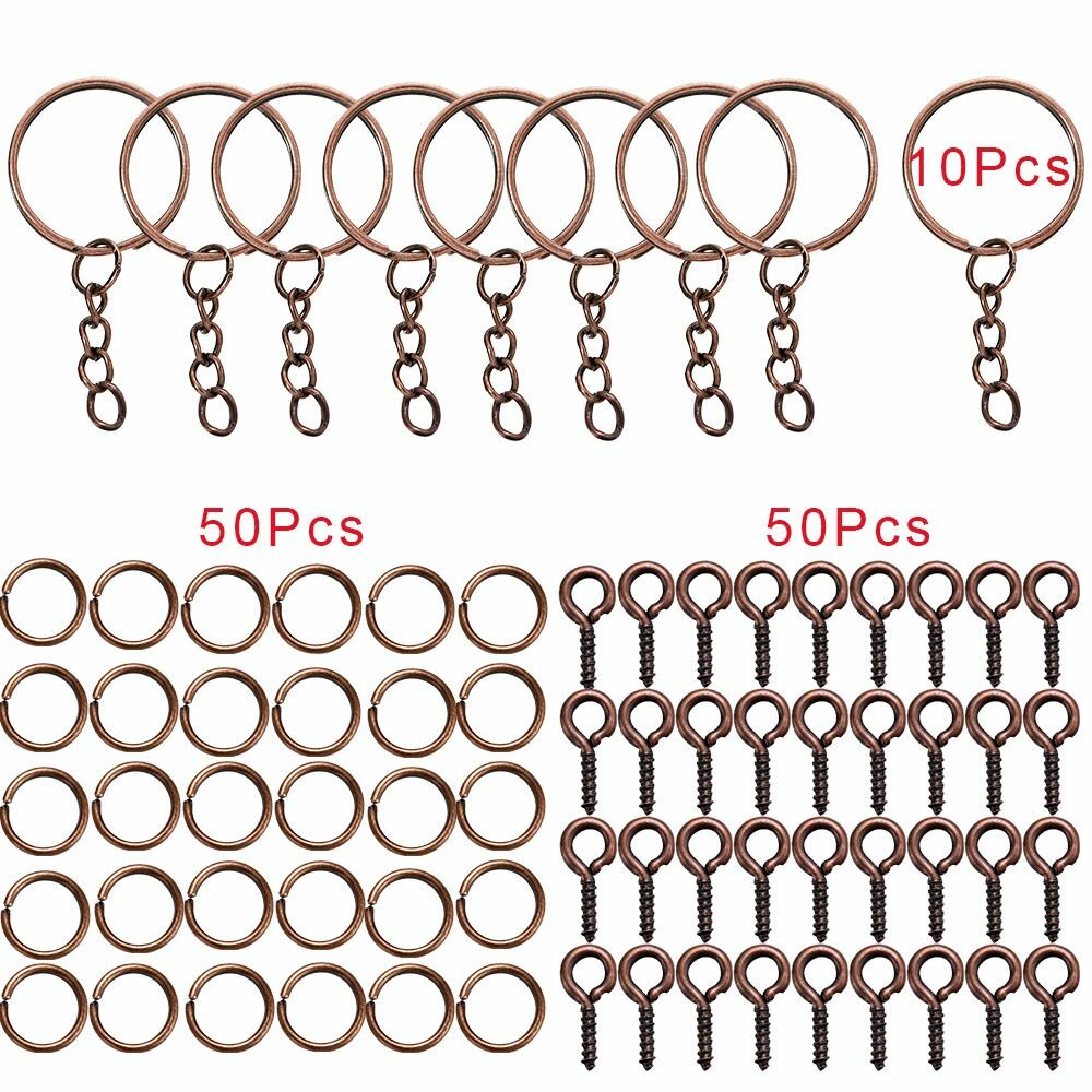 Фурнитура для брелков, кольца с цепочкой и соединительным кольцом, основа для брелока, 10 штук