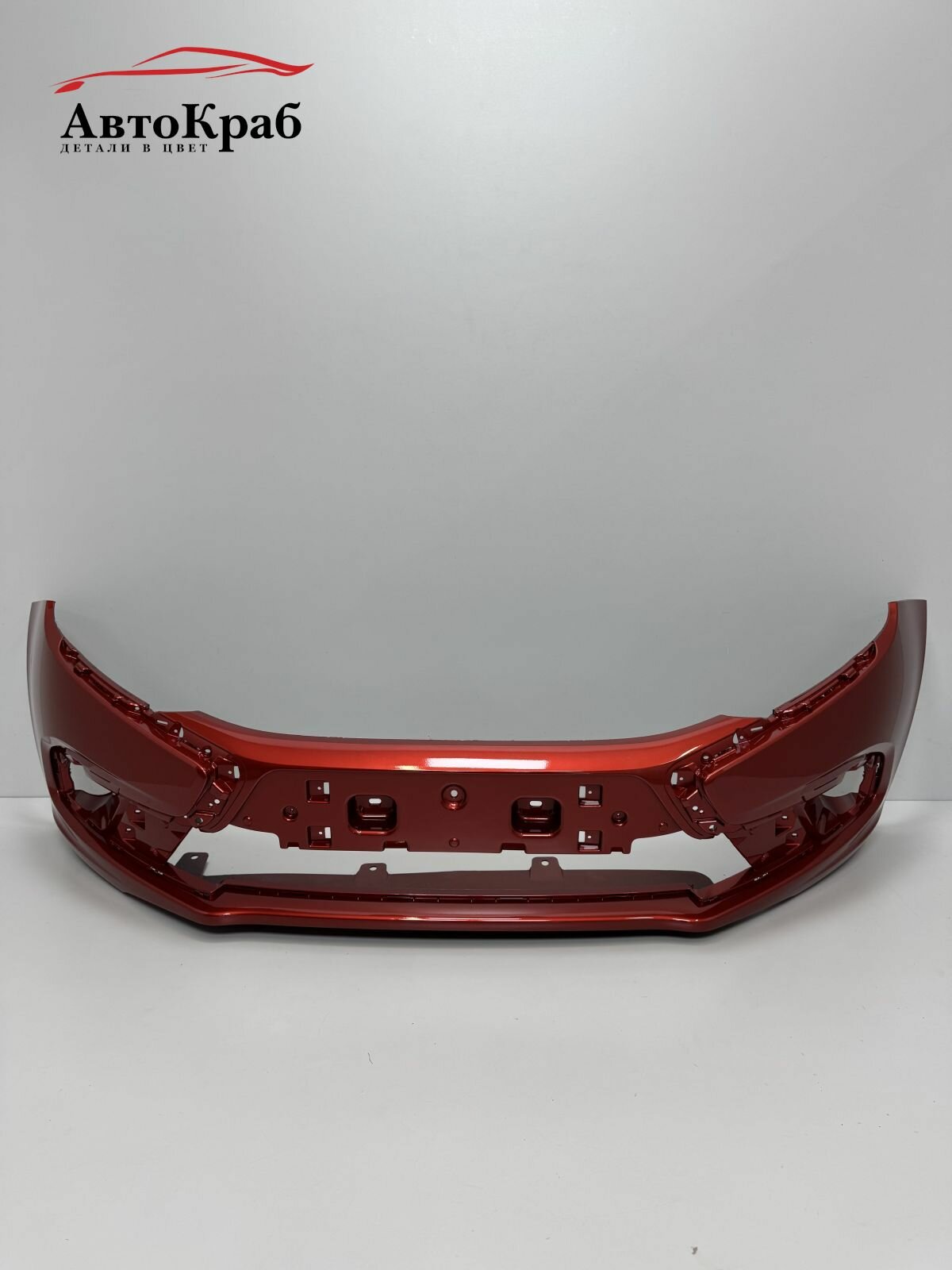 Бампер передний в цвет для Лада Гранта FL рестайлинг 2018 - 2025 г, 195 - сердолик, красный