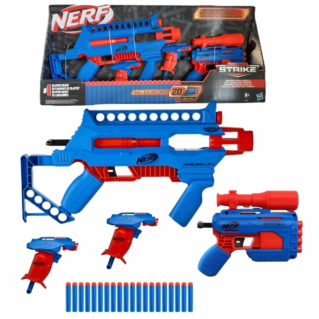 Игрушечное оружие Hasbro Nerf ALFA STRIKE - Набор из 3 пусковых установок+20 дротиков - Нерф E8964