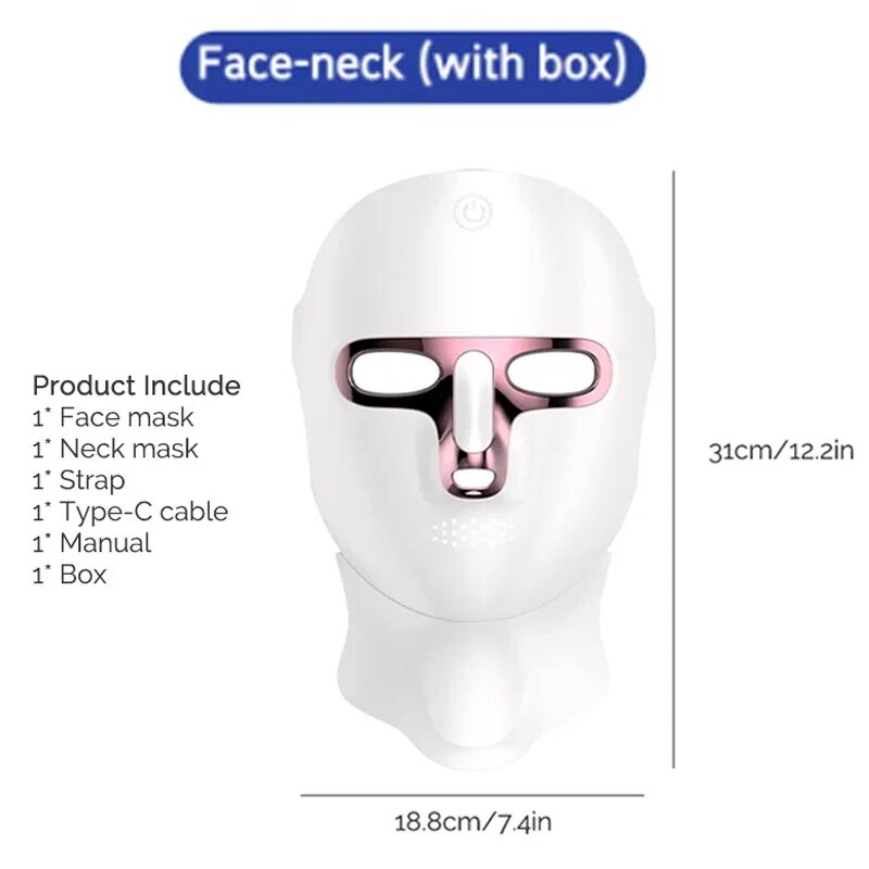 Красота, маска для лица и шеи, инструмент, 120 светодиодов, фотон, электронная маска, восстановление, омоложение кожи, осветление тонких линий, осветление тона кожи