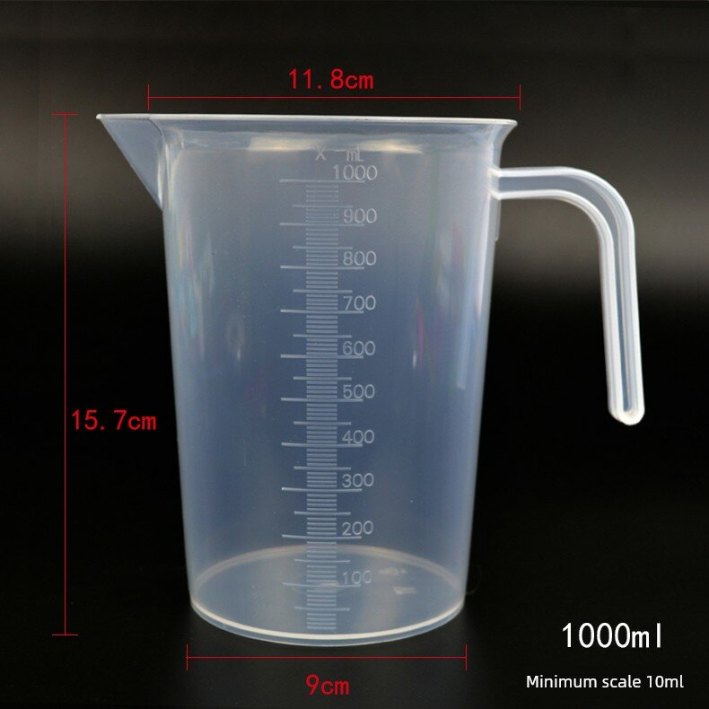 Утолщенный пластиковый мерный стакан для выпечки, прозрачный, бытовой, пищевой, с мерной шкалой, колба, мерный цилиндр,