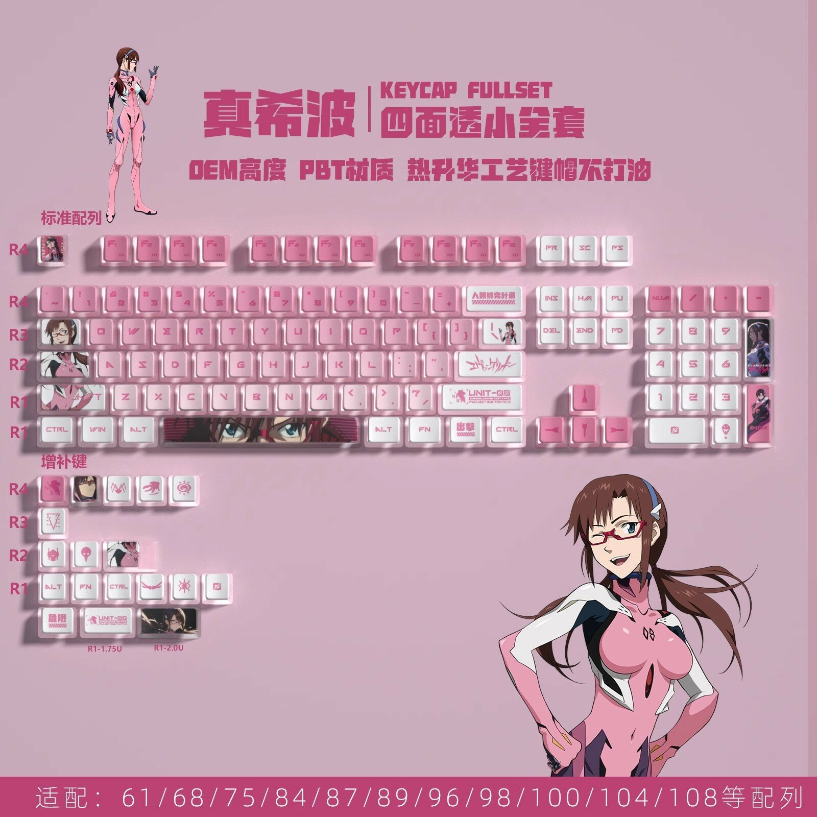 Pouding со всех сторон прозрачная цветная сублимация клавиши крышки гостевой механической клавиатуры Пудинг-Четыре