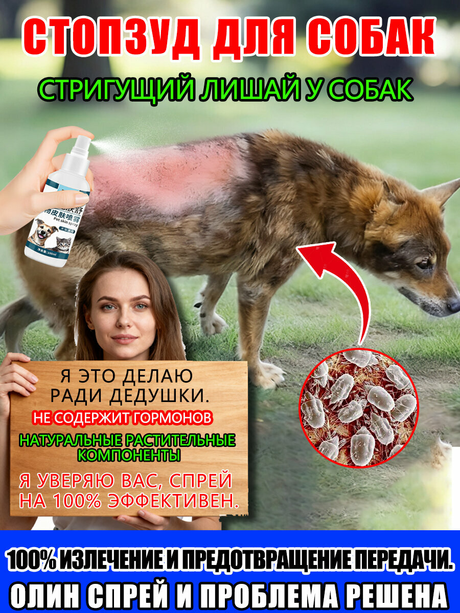 Спрей от зуда и дерматита для собак – 100 мл