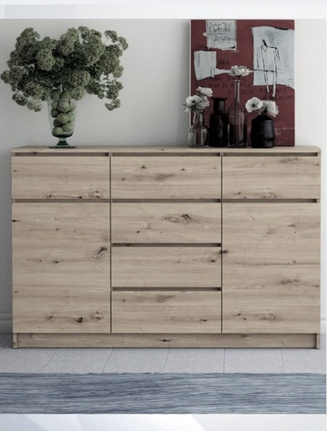 Комод Норд №5 (120,4х40,4х99 см), Дуб крафт серый