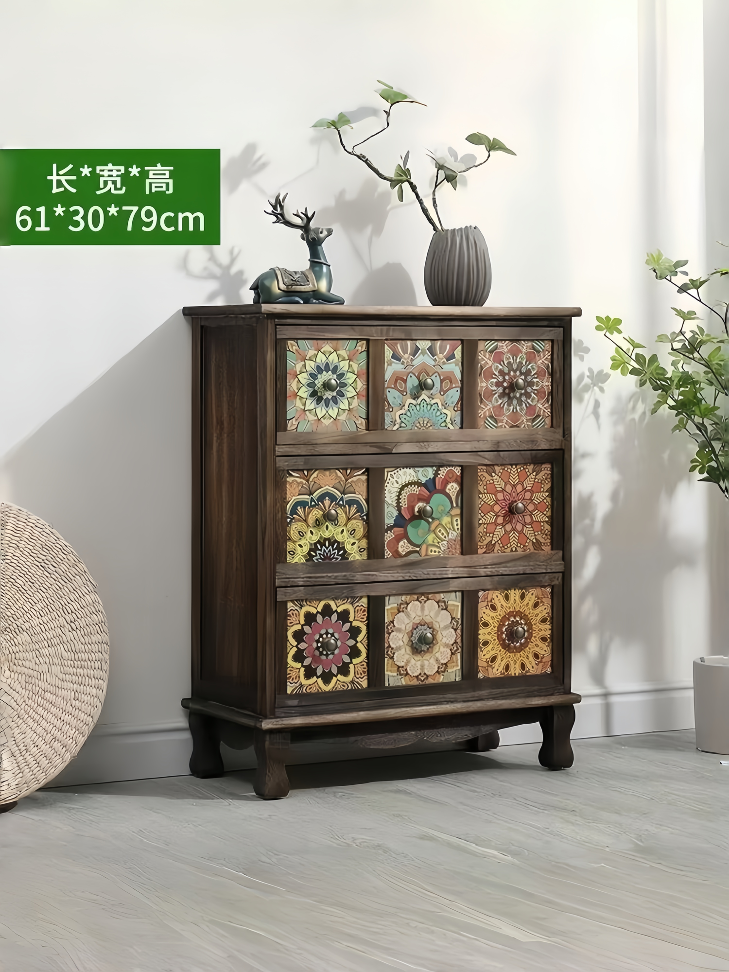 Запирающиеся шкафчики из массива дерева в европейском стиле в стиле ретро, окрашенные балконные запирающиеся шкафчики