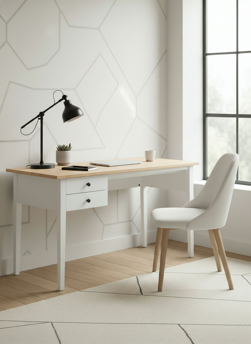 Стол письменный Arkelstorp/ Аркельсторп (Вухтым), 140x70, белый/ светло-коричневый