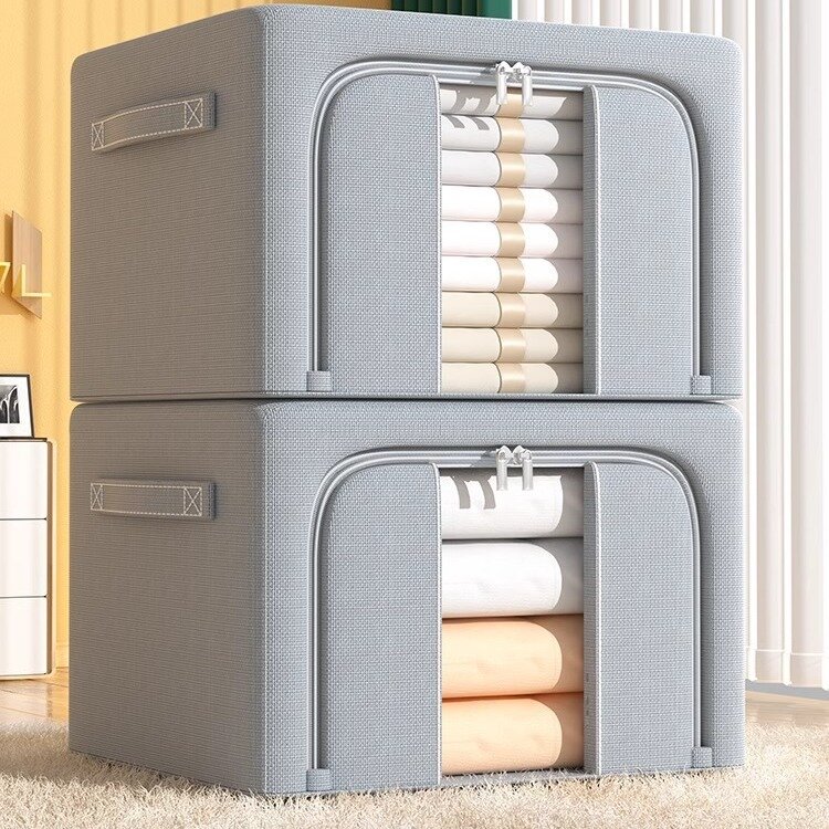Прозрачная коробка для хранения одежды и одеял, бытовая коробка из ткани Оксфорд, сумка для хранения, коробка для хранения отделки ткани, большая коробка для хранения