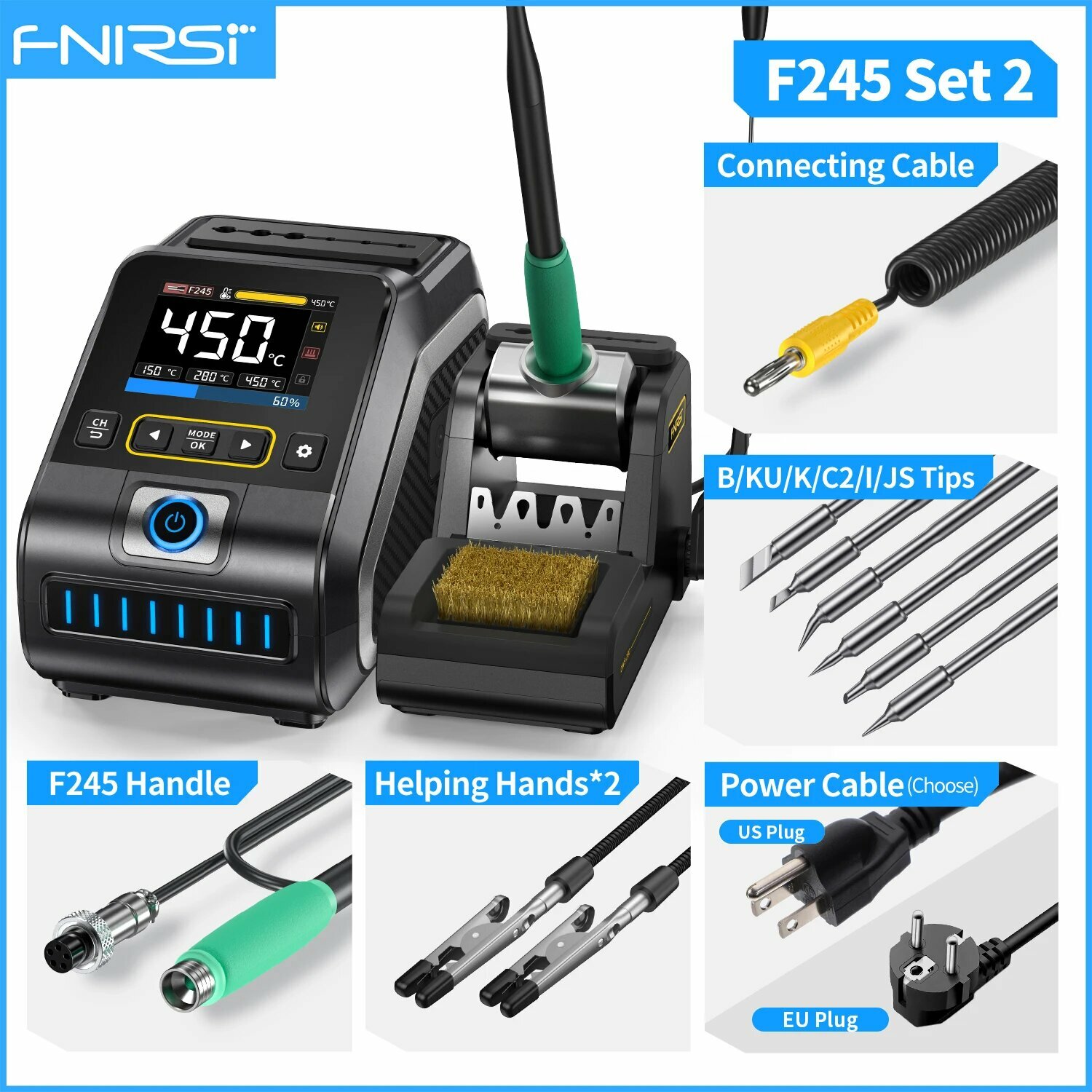 Паяльная станция FNIRSI F245 Set 2, EU (110V-240V)