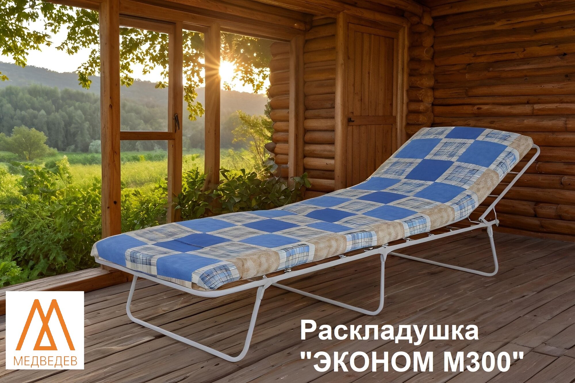 Кровать раскладная (раскладушка) "Эконом М300" с подголовником и матрасом недорого