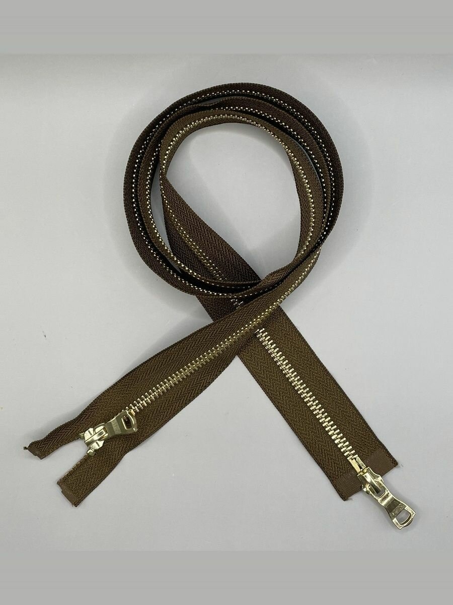 Молния(титан-легкий металл) , тип 5,110см, св. коричневый, зубья золото,2 замка.1шт.