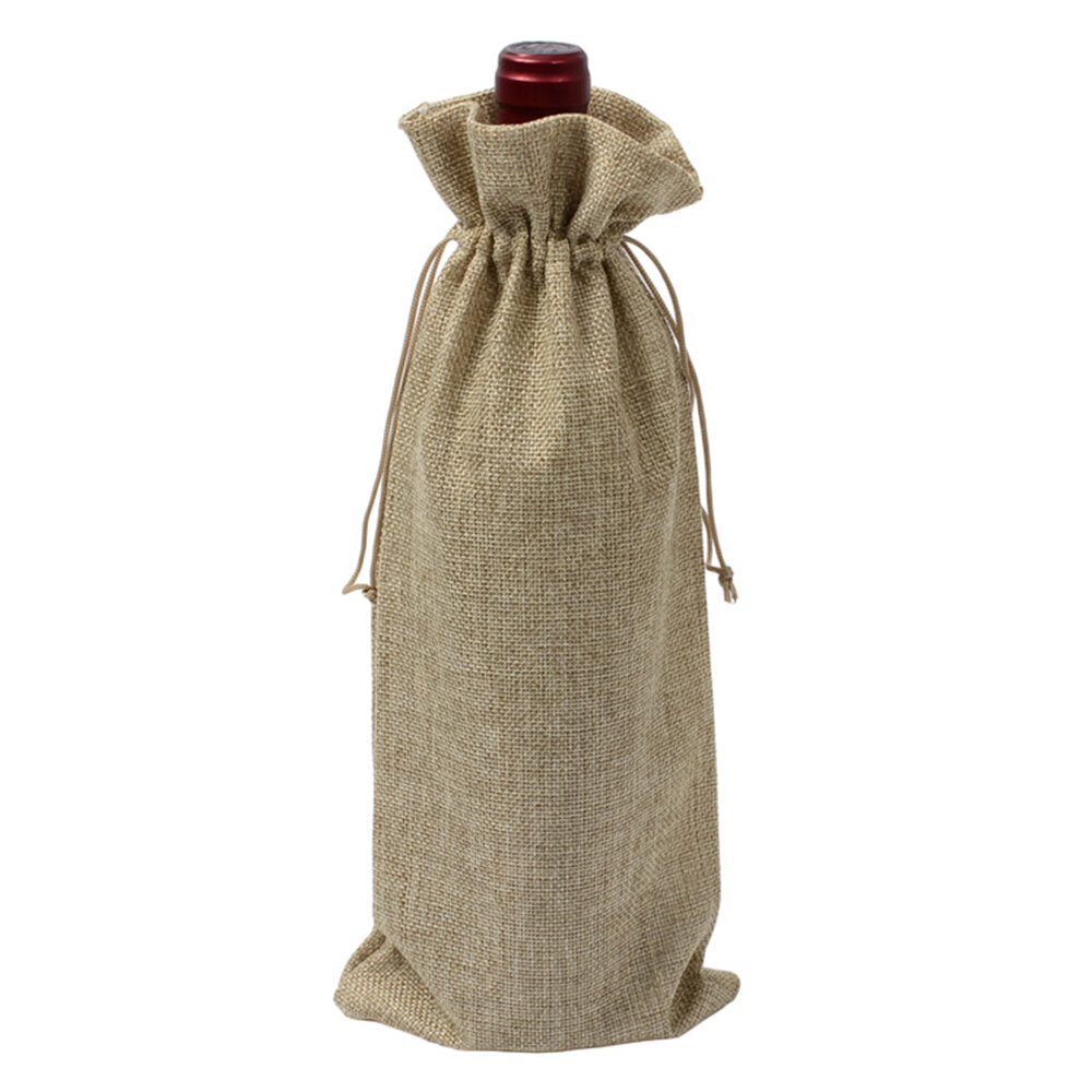 Новые джутовые мешки для вина Чехлы для бутылок красного вина Подарочные мешочки для шампанского Упаковочные мешки из мешковины Украшение для свадьбы и вечеринки Винные мешки цвета хаки 1