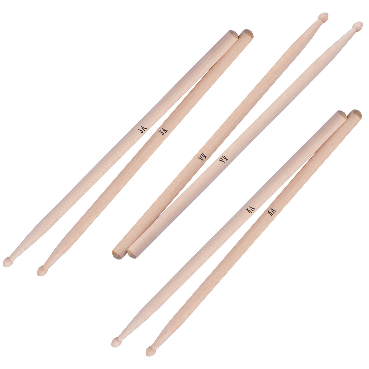 3 Пары барабанных палок Type-5A из клена для ударной установки, джазовых барабанов с 1 футляром для хранения, размер палок 40.5*1.5 см, футляр 43*8 см, вес 3 пар 230 г