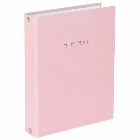 Тетрадь на кольцах А5 175х215 мм, 120 л, твердый картон, матовая ламинация, клетка, BRAUBERG "Minimal pink", 404998