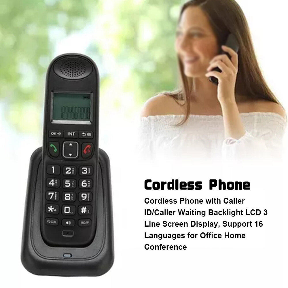 Беспроводной телефон для дома офиса с подсветкой номера и многоязычным меню