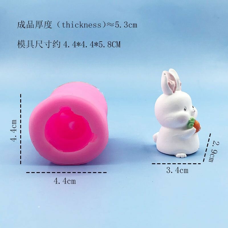 Незакрашенная гипсовая фигурка кролика с морковкой для детского DIY рисования и 3D-рукоделия