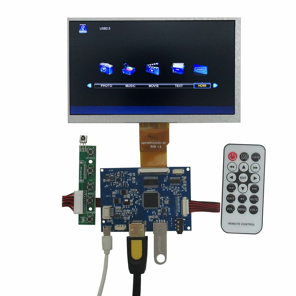 7-дюймовый IPS дисплей 1024 600, портативный монитор с HDMI и поддержкой USB готовый набор для DIY (второй экран, реклама, Raspberry Pi, видео)