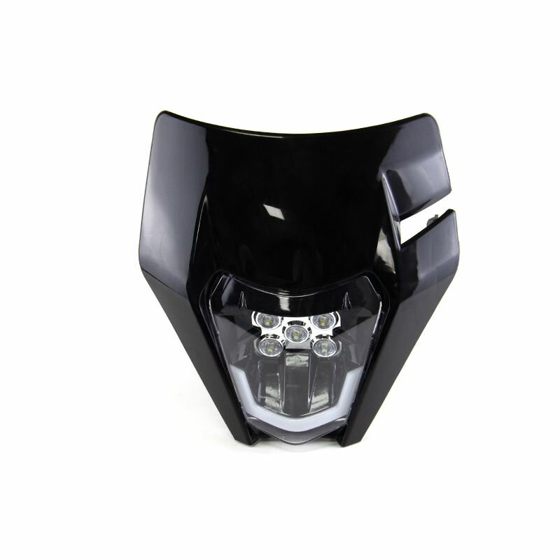 Светодиодная фара для мотоцикла KTM, передняя фара на обтекатель для мотокросса и эндуро, в комплекте резиновые ремешки и белая вилка