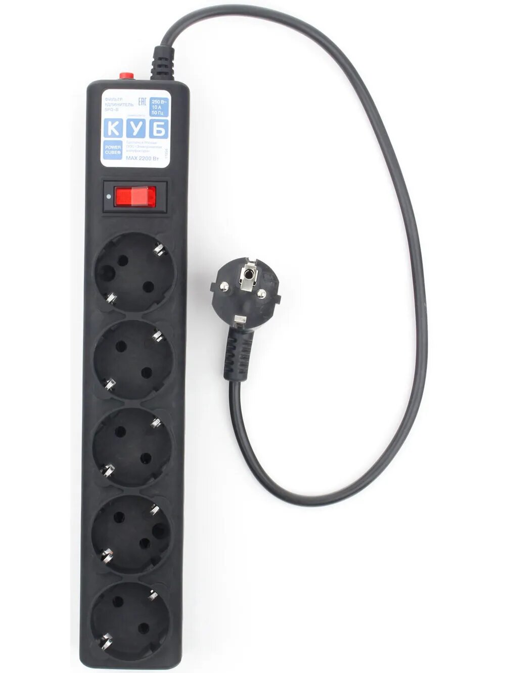 Сетевой фильтр Power Cube SPG5-C2 1,9 м 5 розеток (черный графит) 10А/2,2кВт