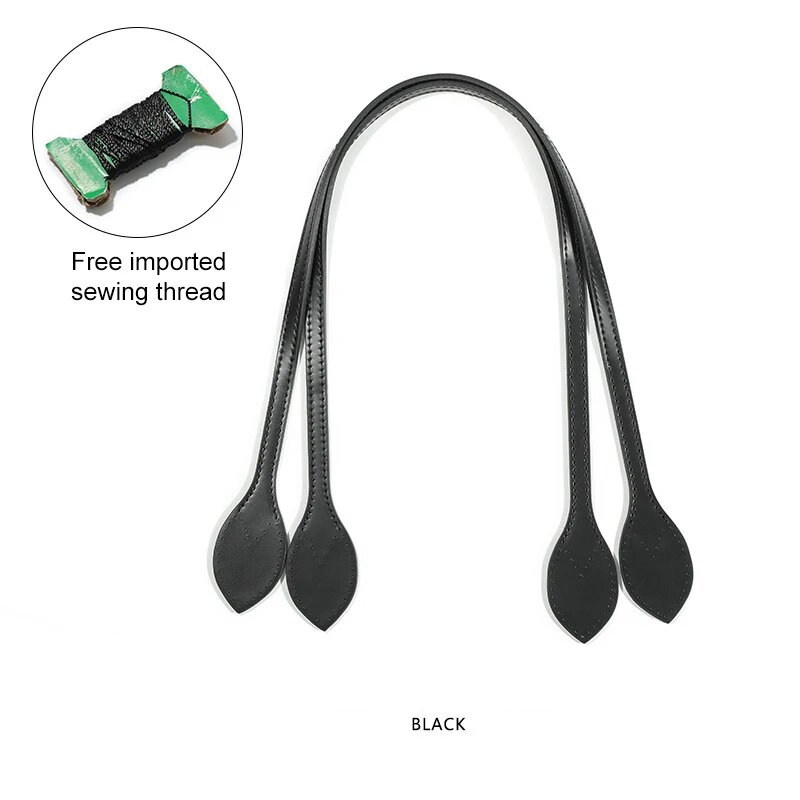 60 см кожаный ремень растительного дубления, лямки из натуральной кожи, замена ремня для женской сумки, сумки, ручки рюкзака 1 pair, BLACK