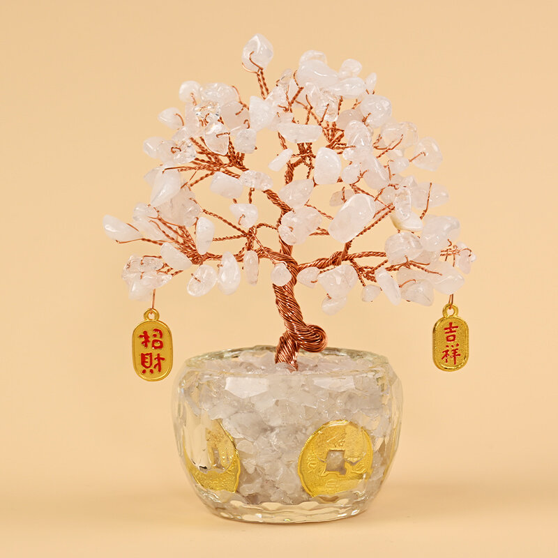 Натуральный кристалл, денежное дерево, кристаллическое украшение, привлекающее богатство, кристаллическое дерево, настольное украшение