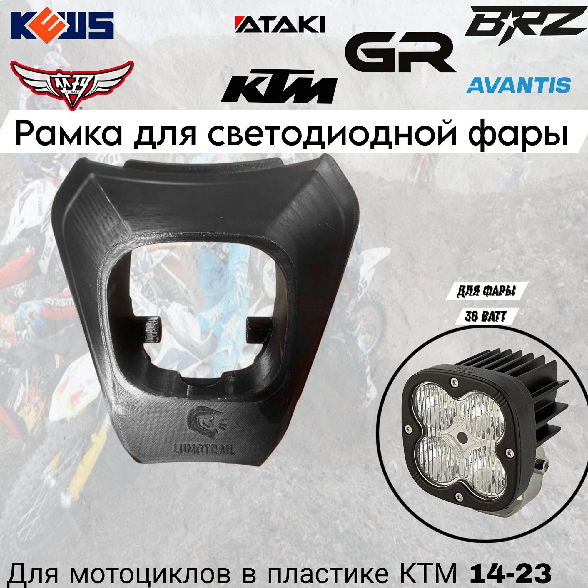 Рамка для светодиодной фары для мотоциклов в пластике КТМ 14-23