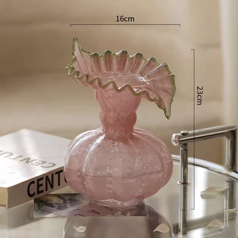 Стеклянная ваза Fenton розового цвета - элегантный акцент для дома, высота 30 см
