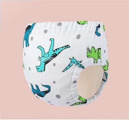Baby Cotton Diaper Pants 6-layer Gauze Waterproof Washable Cloth Diaper Pants Absorbent Breathable Baby Training Pants Diaper Pants Little Dinosaur M