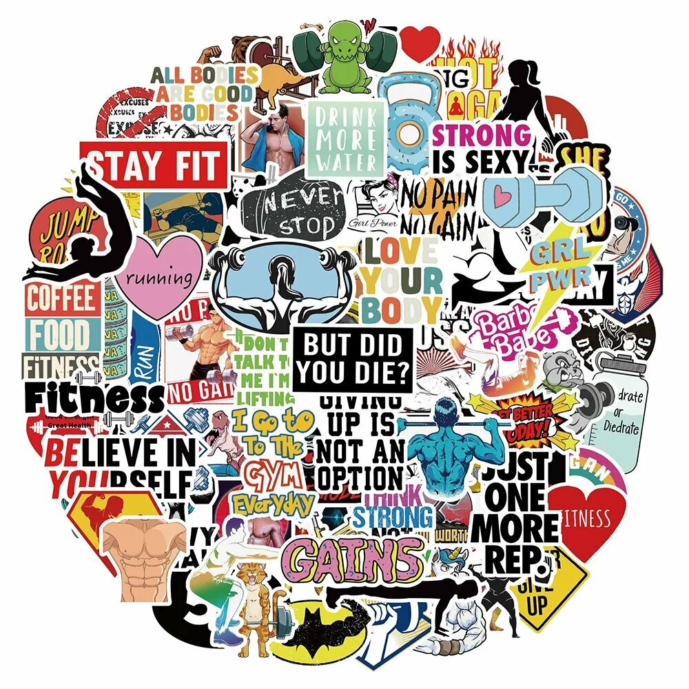 Наклейки на фитнес с героями мультфильмов, 100PCS
